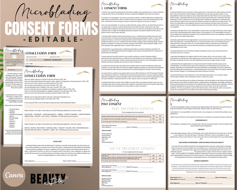 PMU Microshading Consent Forms, Microblading Forms, PMU Brows ...