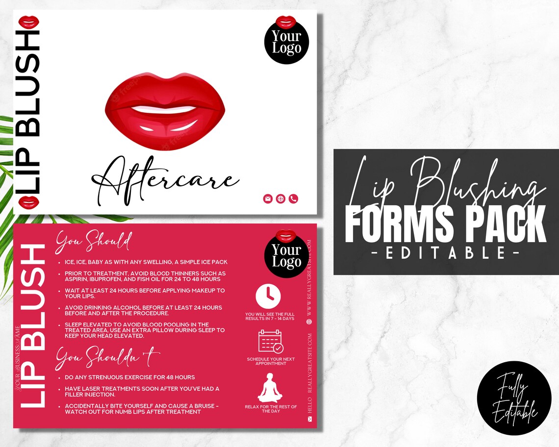 PMU Lips Blush Aftercare Card, Lips Design Template, Lip Tattooing, PMU ...