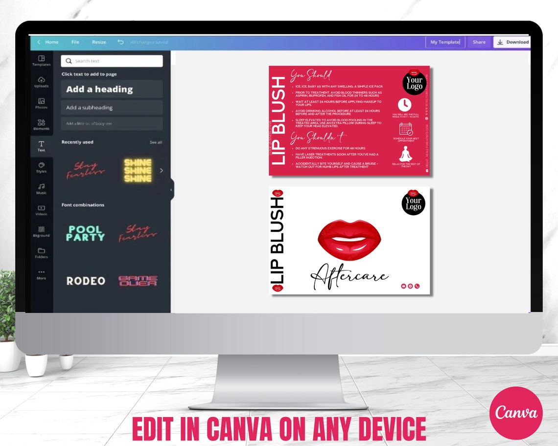 PMU Lips Blush Aftercare Card, Lips Design Template, Lip Tattooing, PMU ...