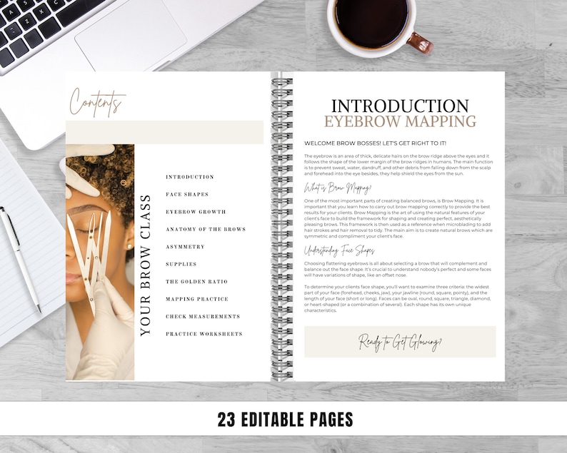 Eyebrow Mapping Editable Manual, Tutorial, Brow Training Course