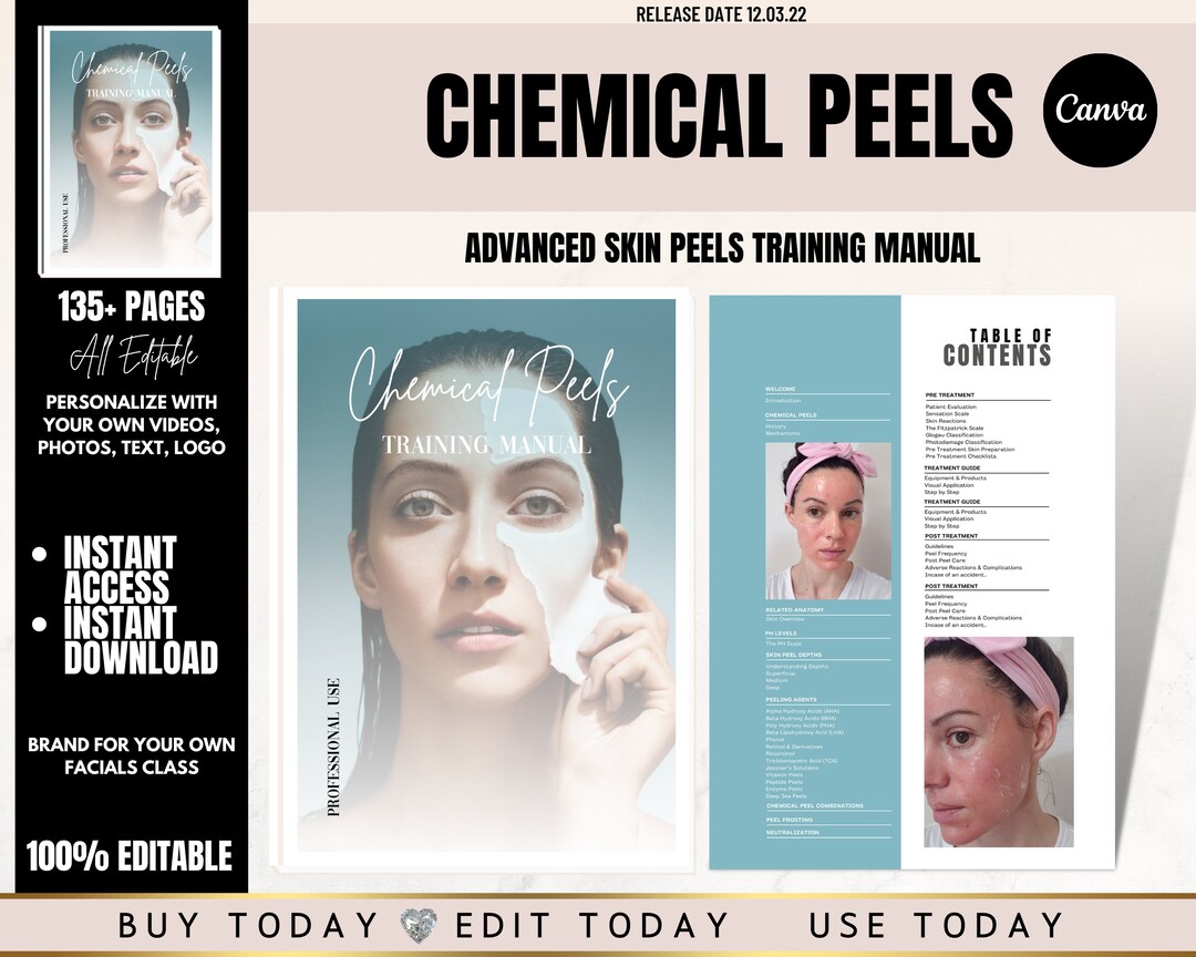 Chemical Peels Training Manual, Editable, Chemical Peels Guide, Online Course, Student Workbook ...