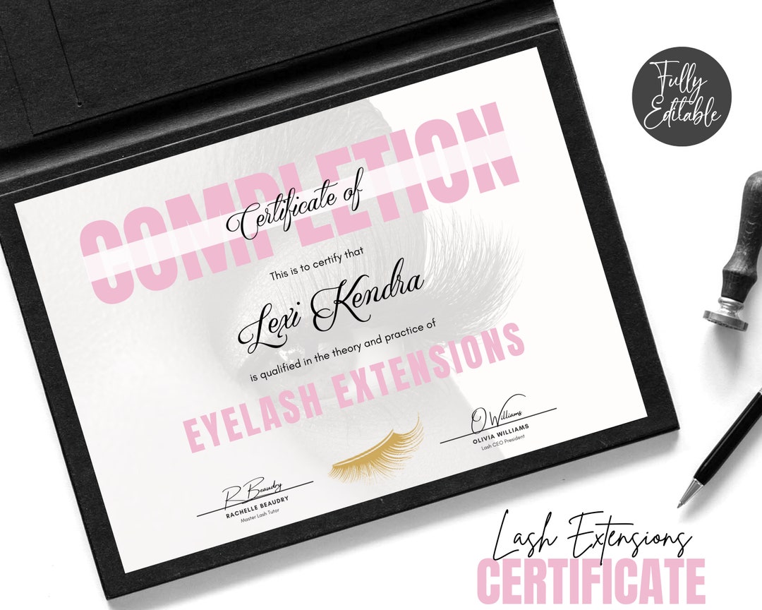 Lash Extensions Certificate, Eyelash Extensions, DIY Certificate ...