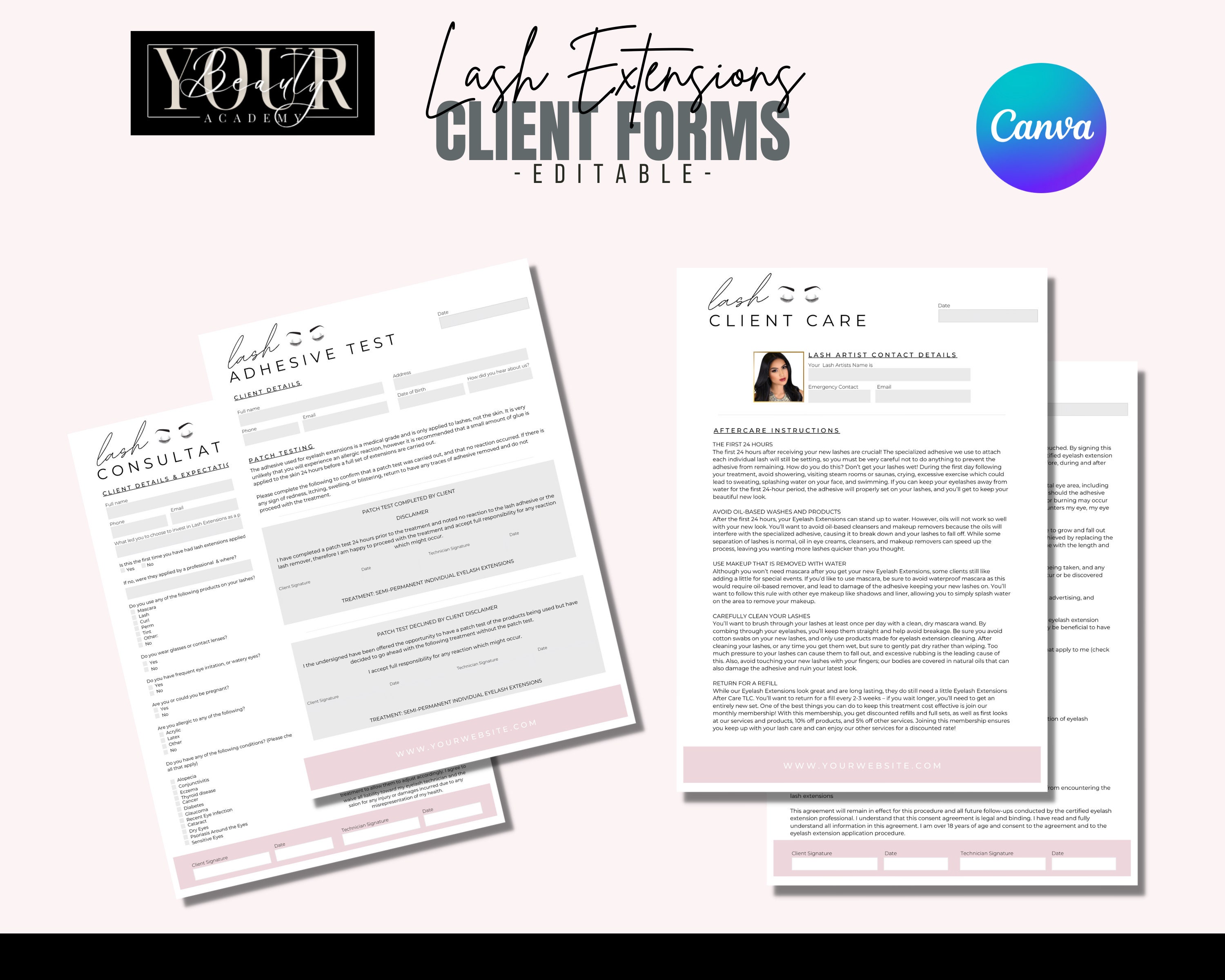 Lash Extensions Forms, Editable, Printable, Digital, Goodnotes, Eyelash ...