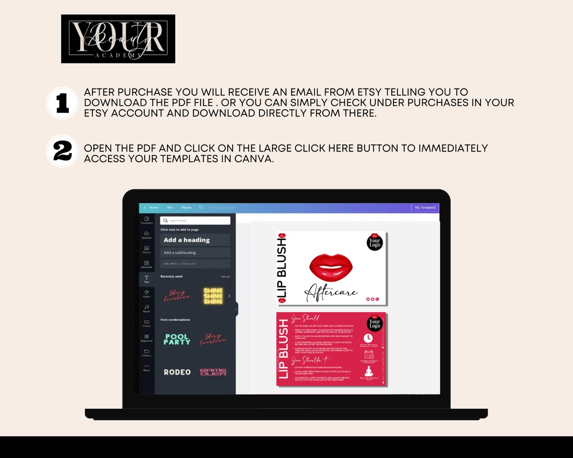 PMU Lips Blush Aftercare Card, Lips Design Template, Lip Tattooing, PMU ...