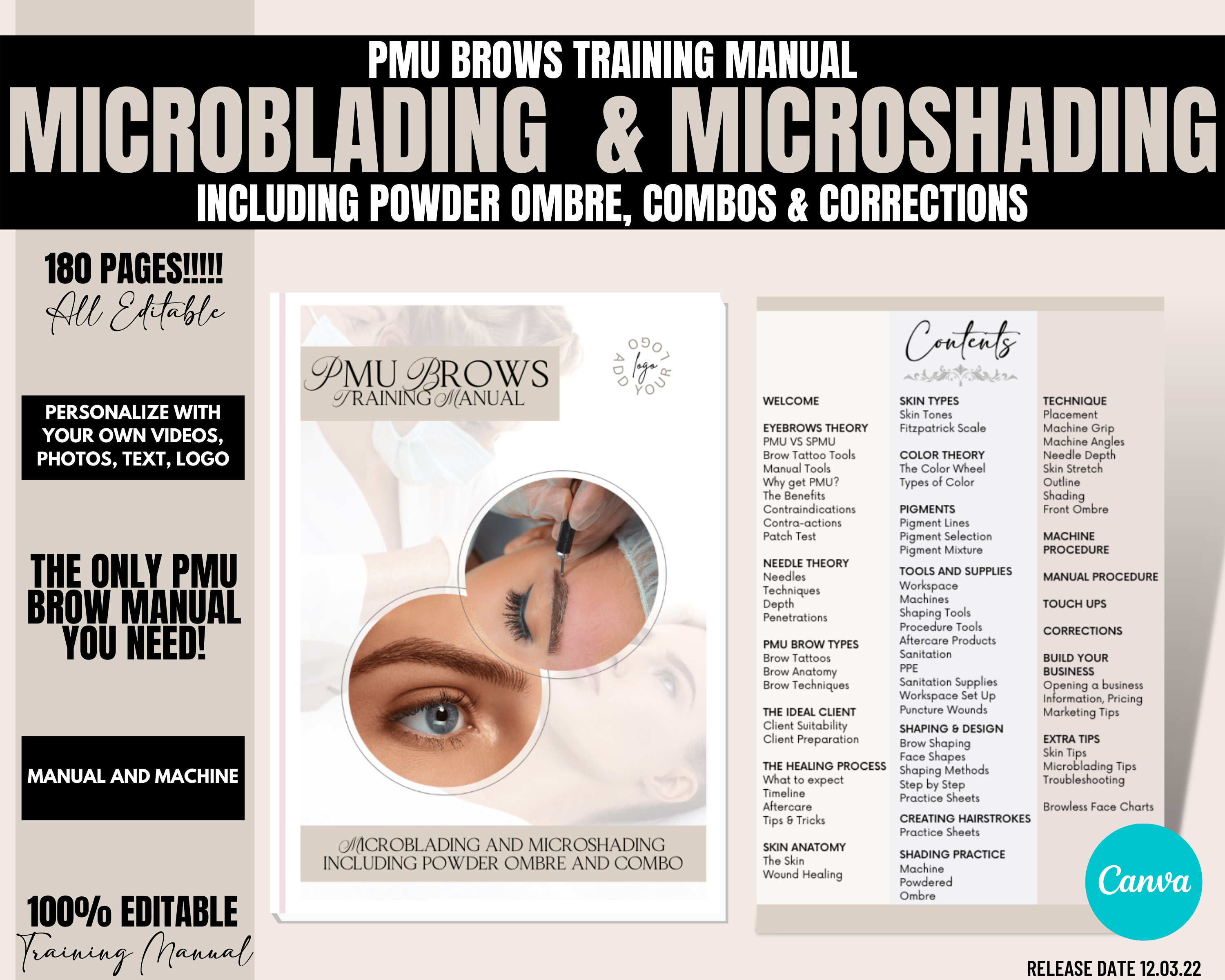 Microshading Training Manual, Microblading, Ombre Powder, Combo, PMU Training Manual, Machine ...