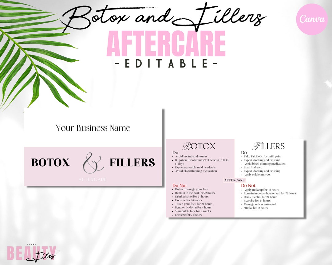Botox Fillers Aftercare Card Design, Mini Templates, Editable ...