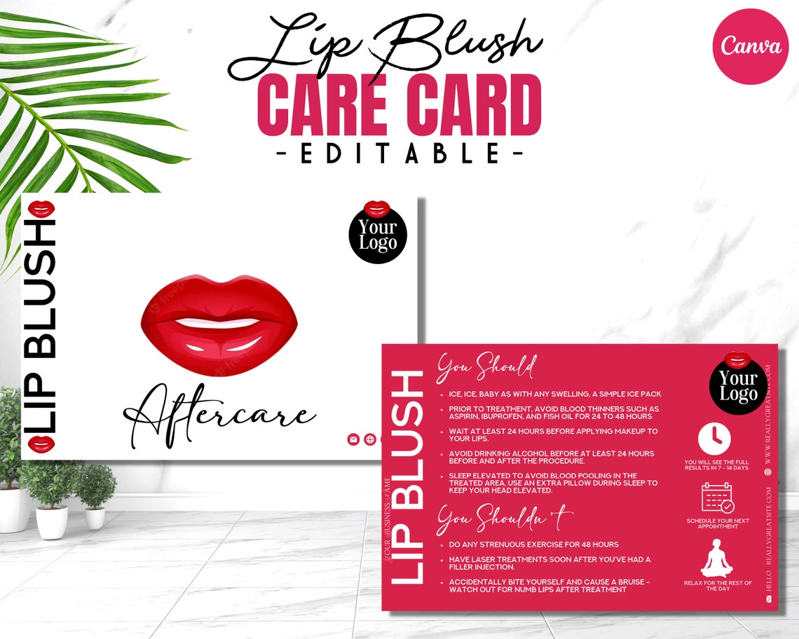 PMU Lips Blush Aftercare Card, Lips Design Template, Lip Tattooing, PMU ...