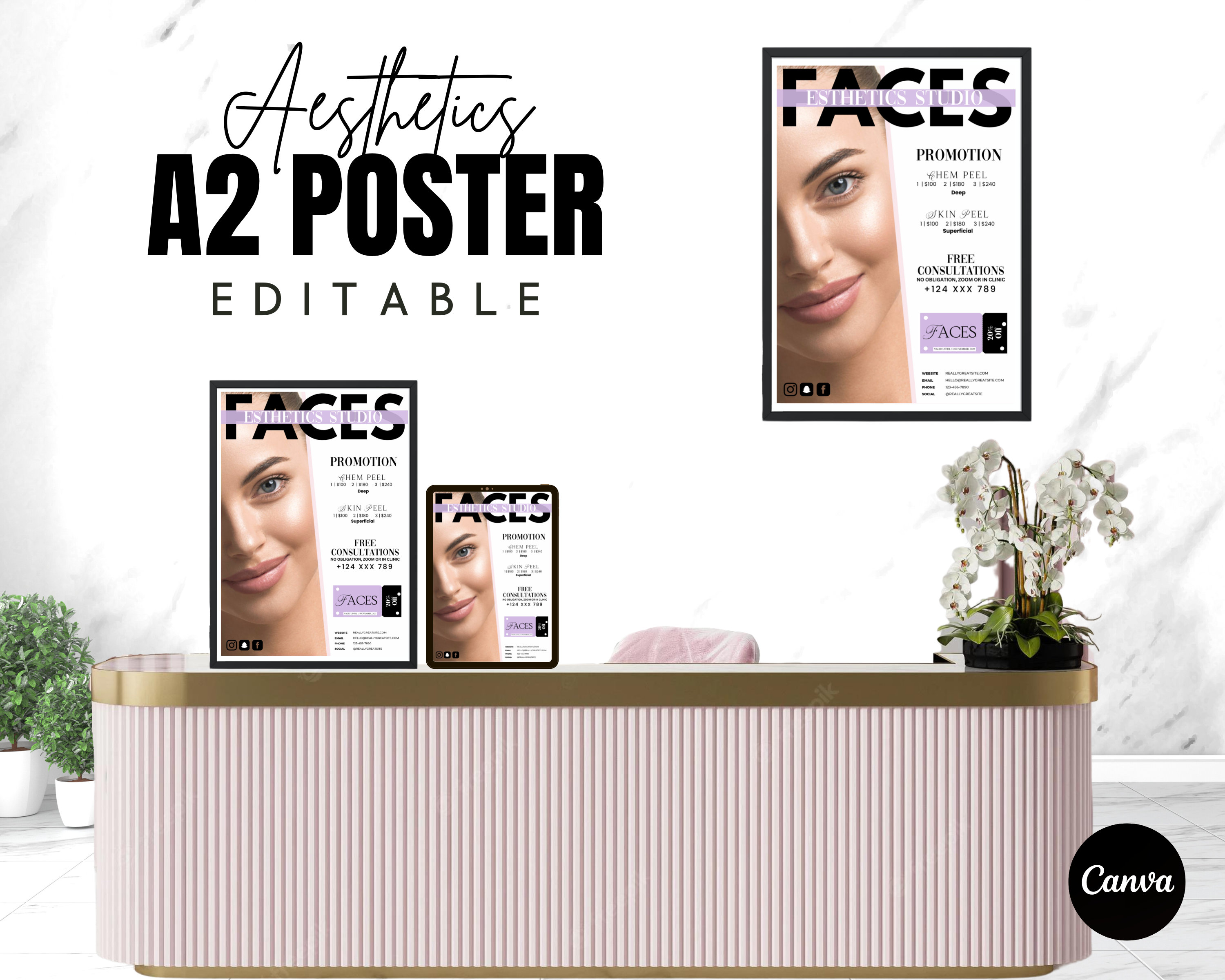 Facials Skin Peels Poster, Beauty Facials Wall Art, Editable Salon ...