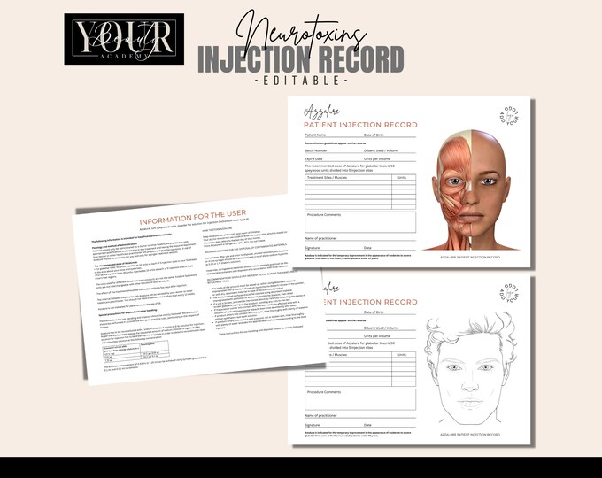Botox Patient Record, Botulinum Toxins Client Cards, Medspa Documents ...