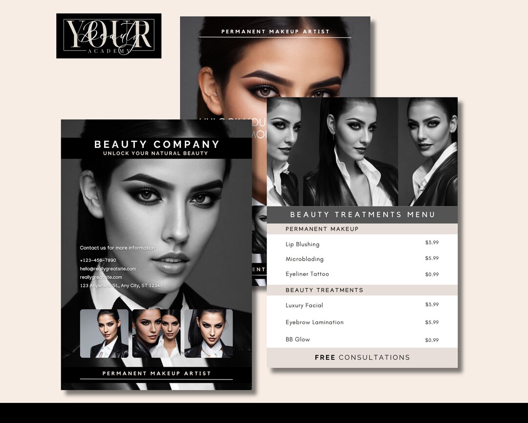 PMU Ads, PMU Beauty Flyers, Brand Awareness Templates, Hair Nails ...
