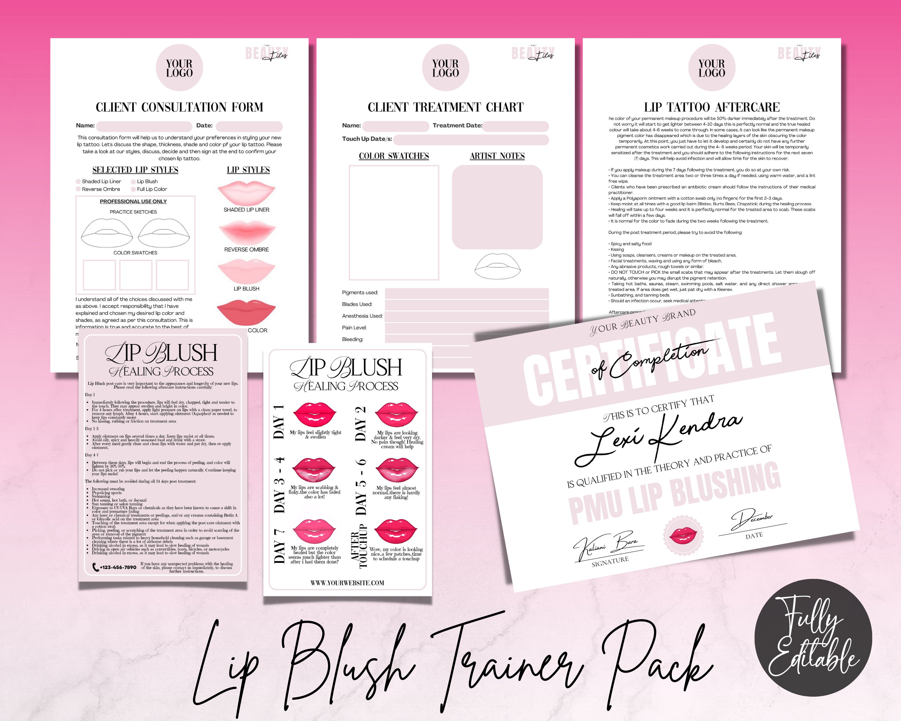 Lip Blush Forms, Cosmetic Tattoo Care, Lip Contour, Tattoo Healing, PMU ...