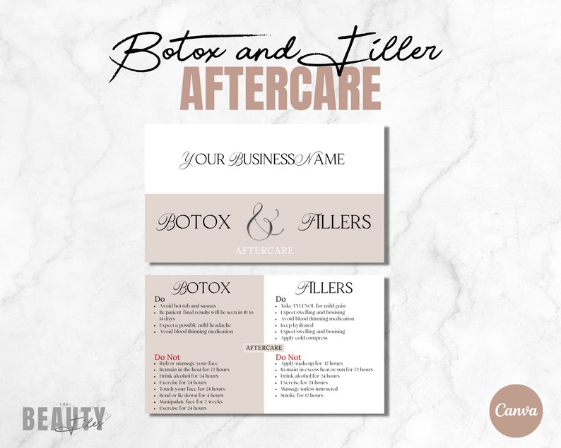 Botox Fillers Aftercare Card Design Mini Templates Editable - Etsy