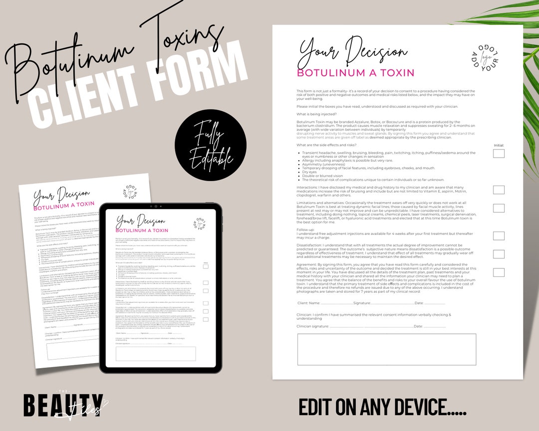 Botox Consent Form, Simple Neurotoxins Consent, Minimal Design ...