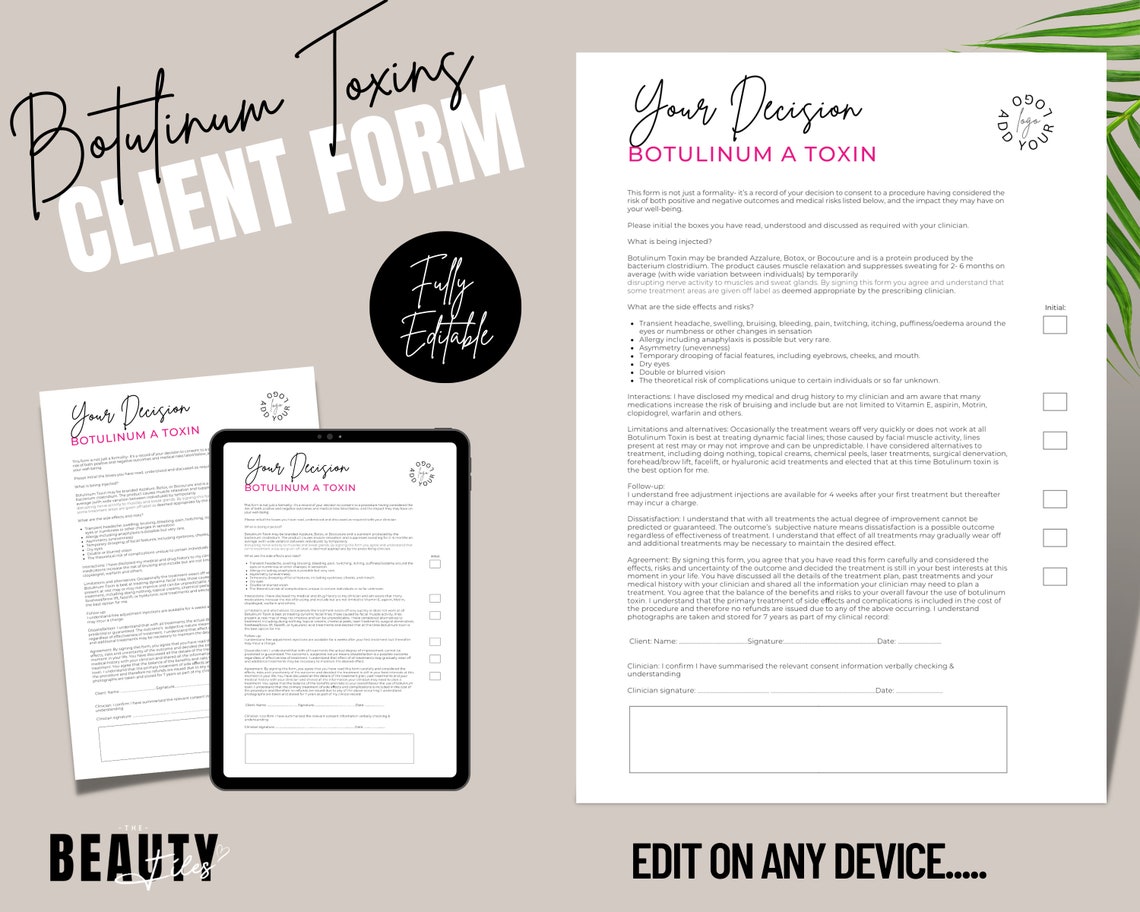 Botox Consent Form, Simple Neurotoxins Consent, Minimal Design ...