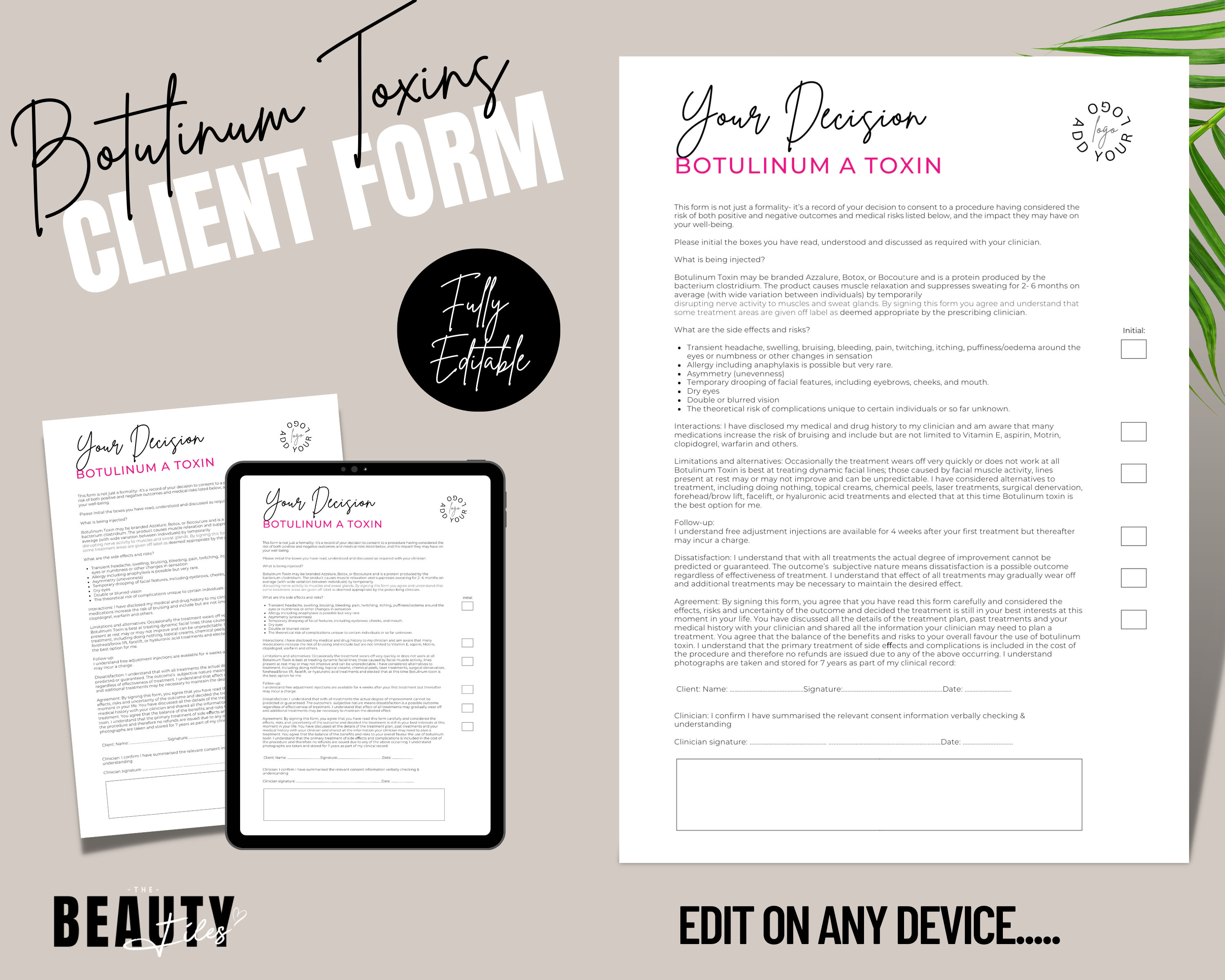 Botox Consent Form, Simple Neurotoxins Consent, Minimal Design ...