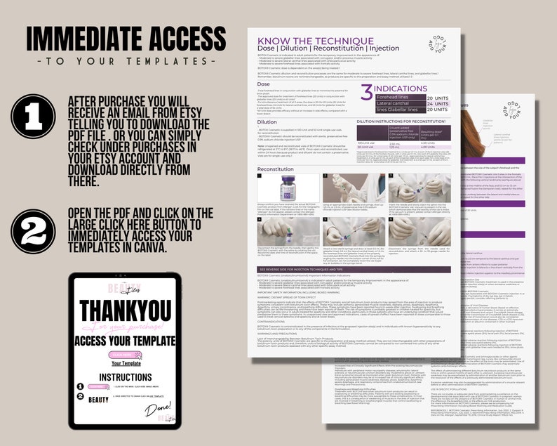 Botox Dosage, Dilution, Reconstitution, Injection, Editable Document ...