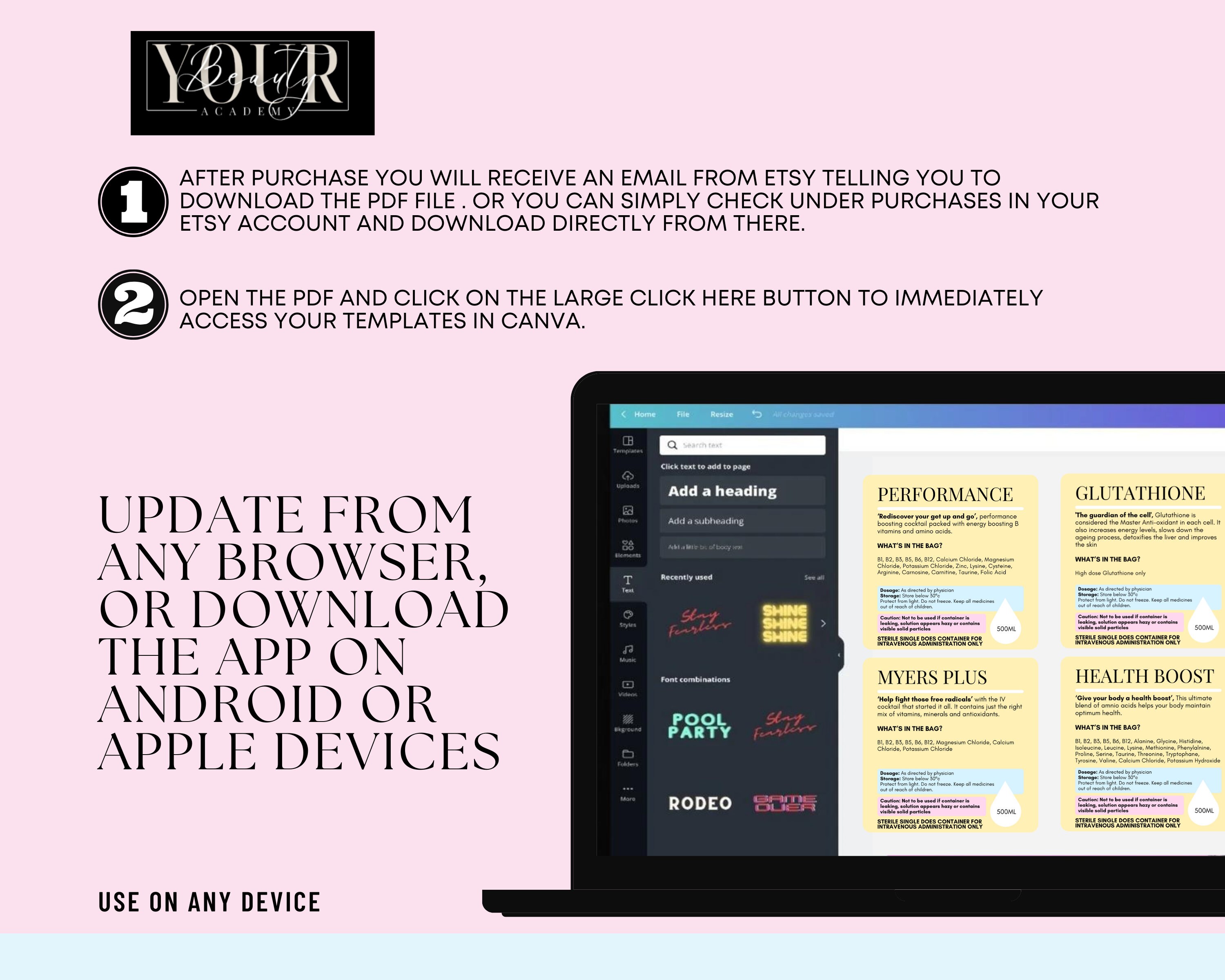 IV Vitamin Drip Bag Labels, Editable Nutrient Therapy Labels, Pastel IV ...