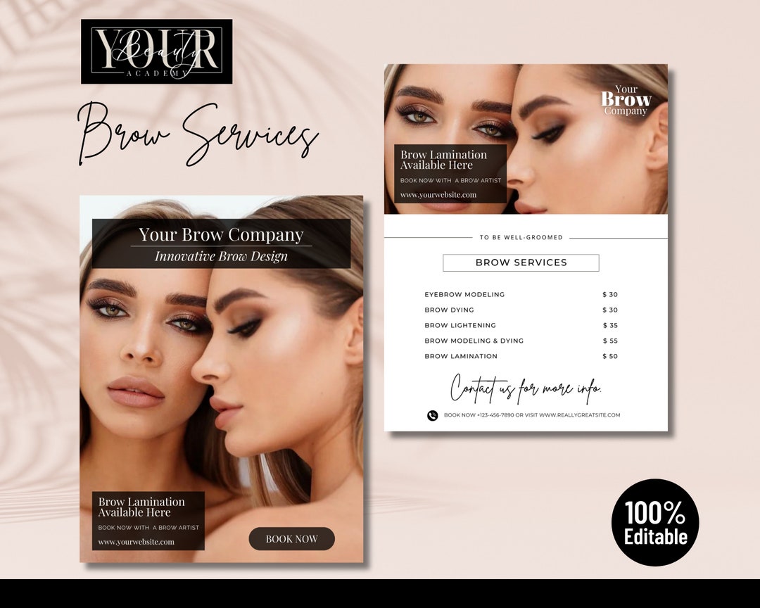 Brow Beauty Flyers, Pricelist, Marketing Material, Eyebrow Treatments ...