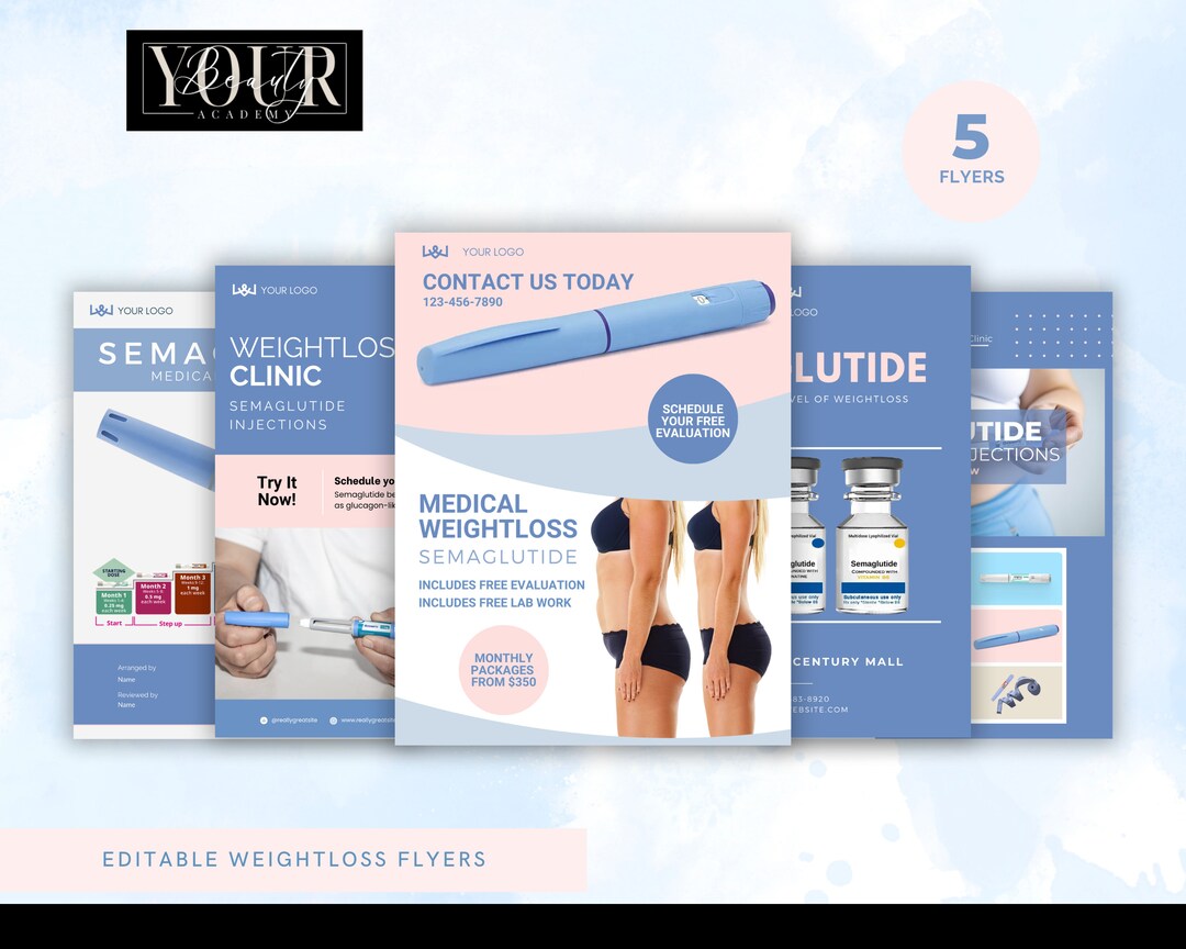 Medical Weight Loss Flyers: Semaglutide & GLP Designs (canva Template ...