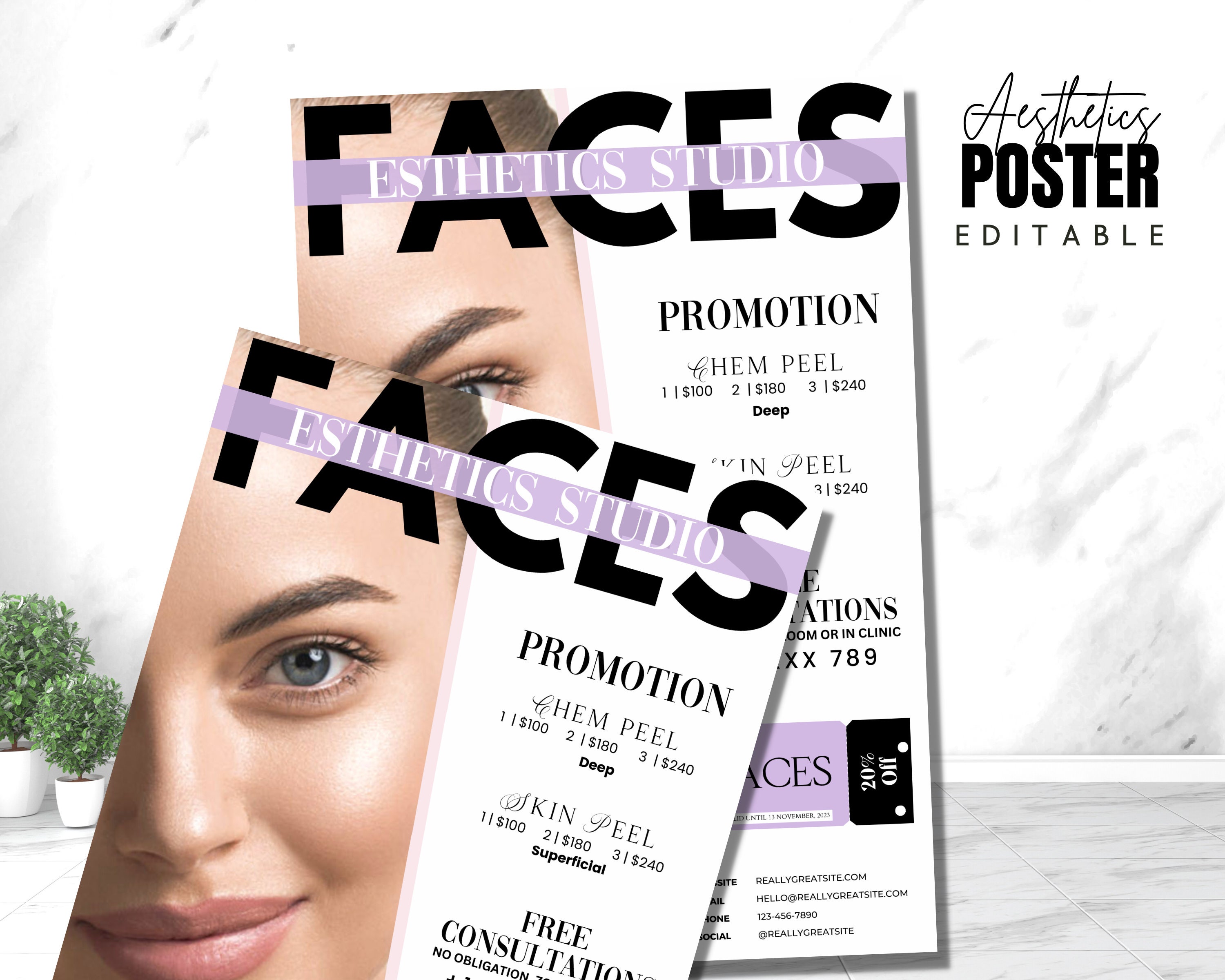 Facials Skin Peels Poster, Beauty Facials Wall Art, Editable Salon ...