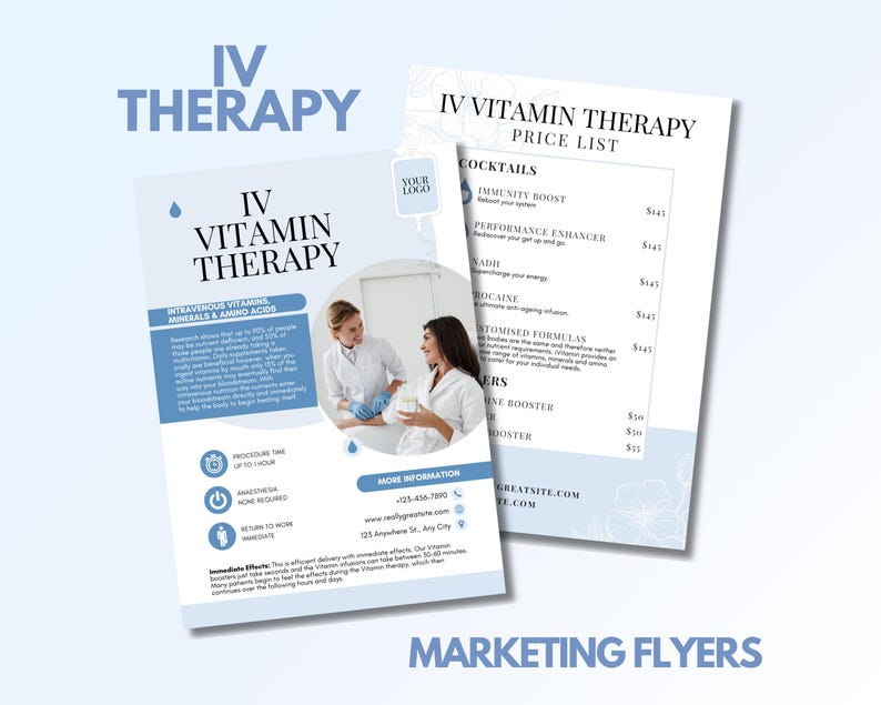 IV Vitamin Therapy Flyers, IV Marketing, Nutrient Therapy Services ...