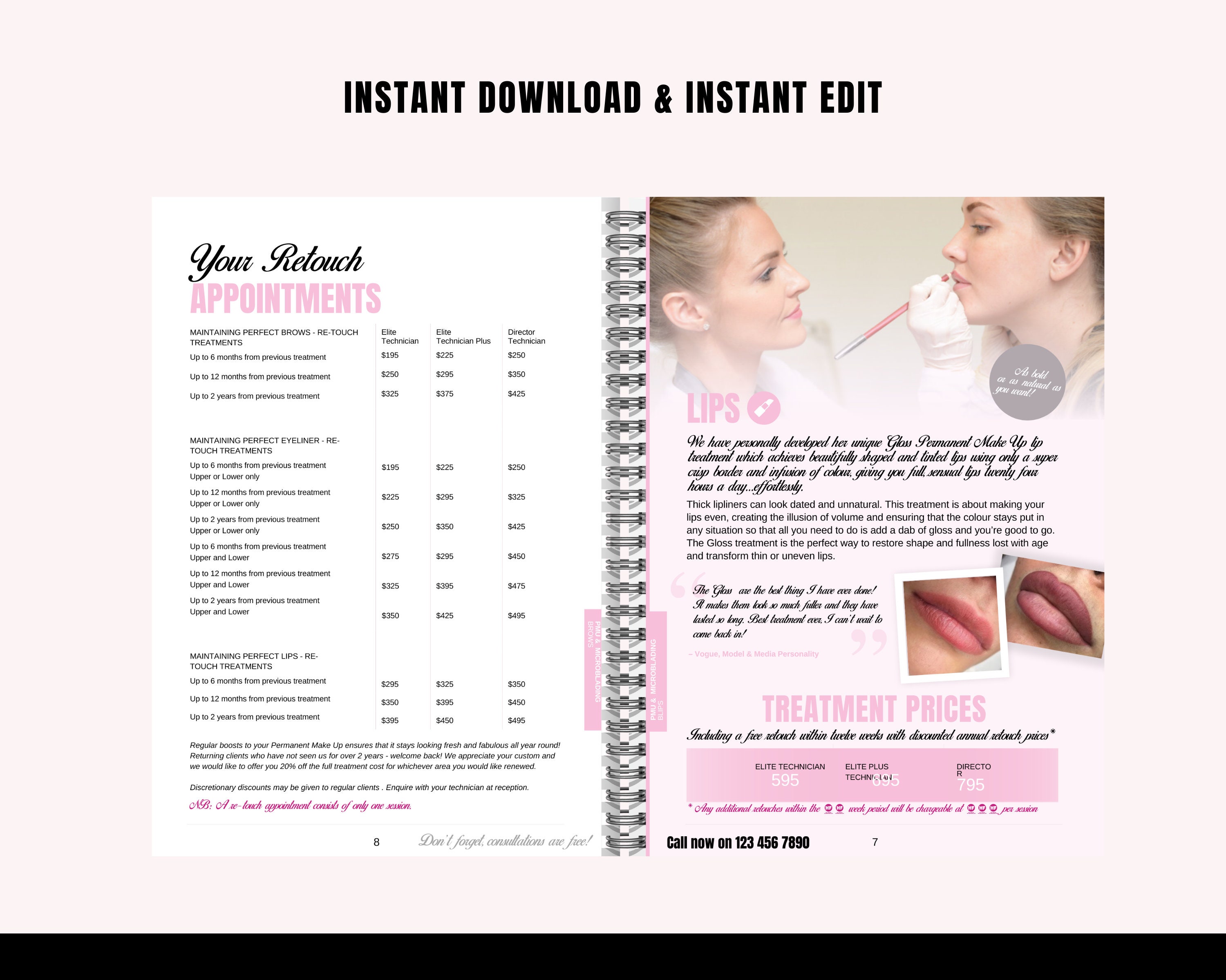 PMU Client Welcome Packet, Brochure Treatments, Marketing Booklet, PMU ...