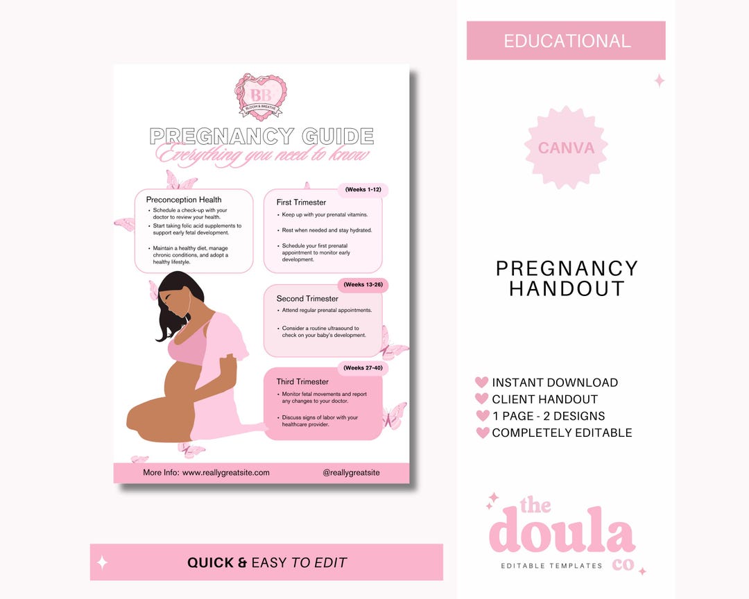 Editable Pregnancy Trimester Guide: Doula Client Handout (PDF Download ...