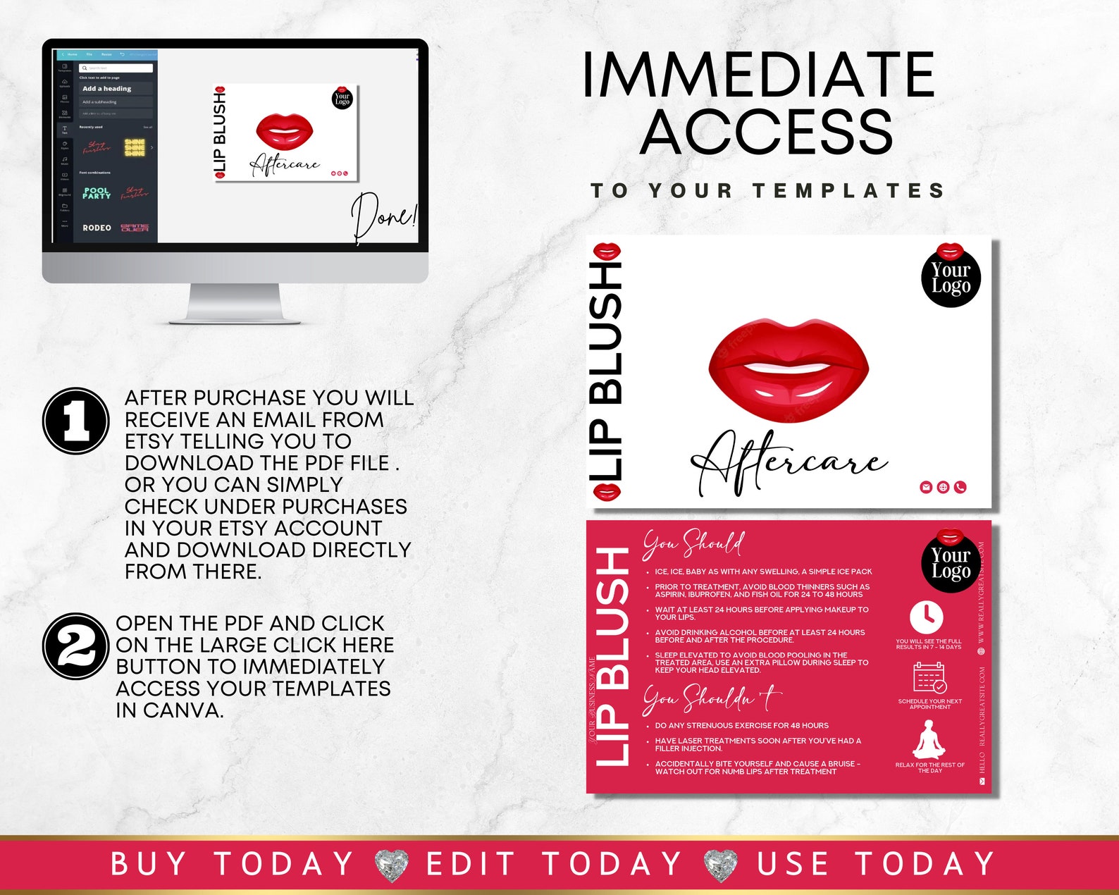 PMU Lips Blush Aftercare Card, Lips Design Template, Lip Tattooing, PMU ...