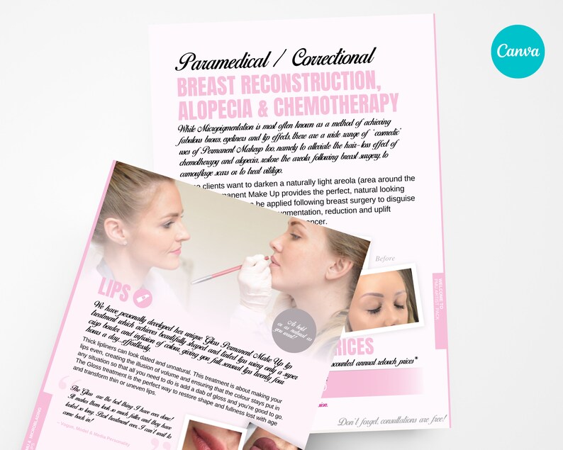 PMU Client Welcome Packet Brochure Treatments Marketing - Etsy