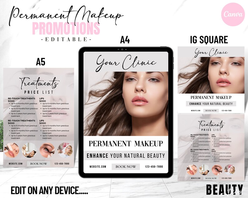 Permanent Makeup Promotion Beauty Flyers Brand Awareness - Etsy