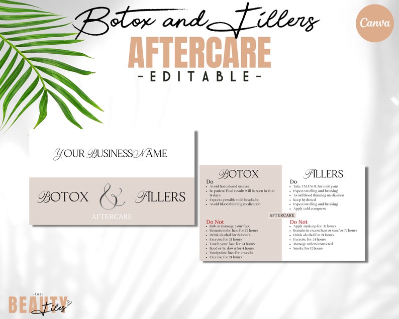 Botox Fillers Aftercare Card Design Mini Templates Editable - Etsy