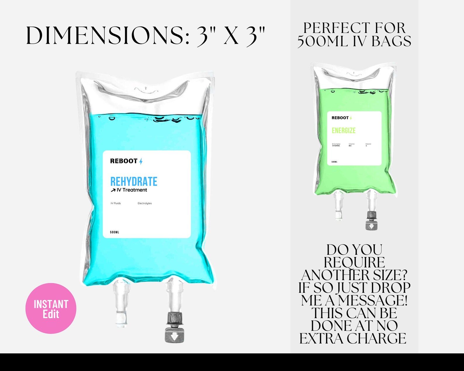 IV Drip Bag Labels, Editable Nutrient Therapy Labels, White, IV ...