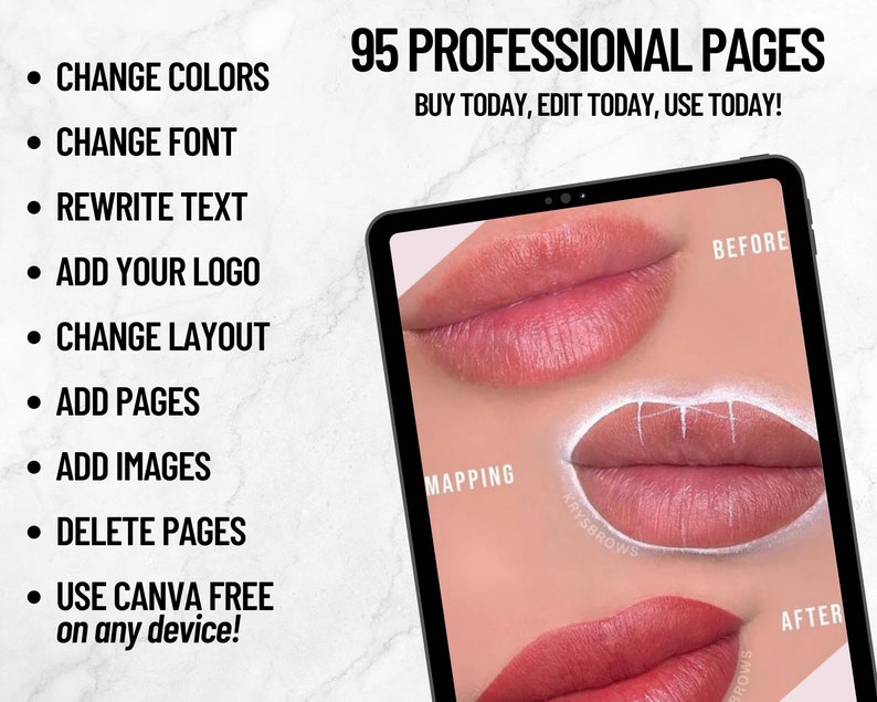 PMU Lips Training Manual Editable for Educators Tattoo Lip - Etsy