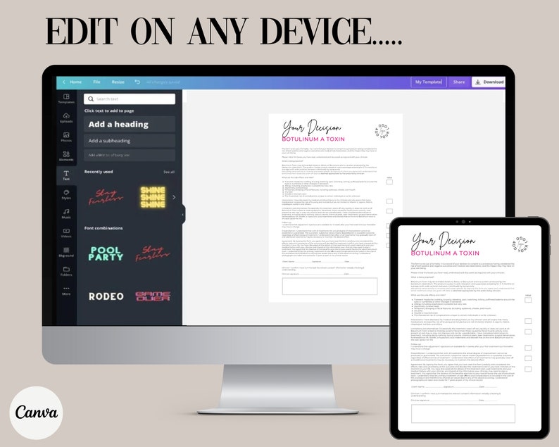 Botox Consent Form, Simple Neurotoxins Consent, Minimal Design ...