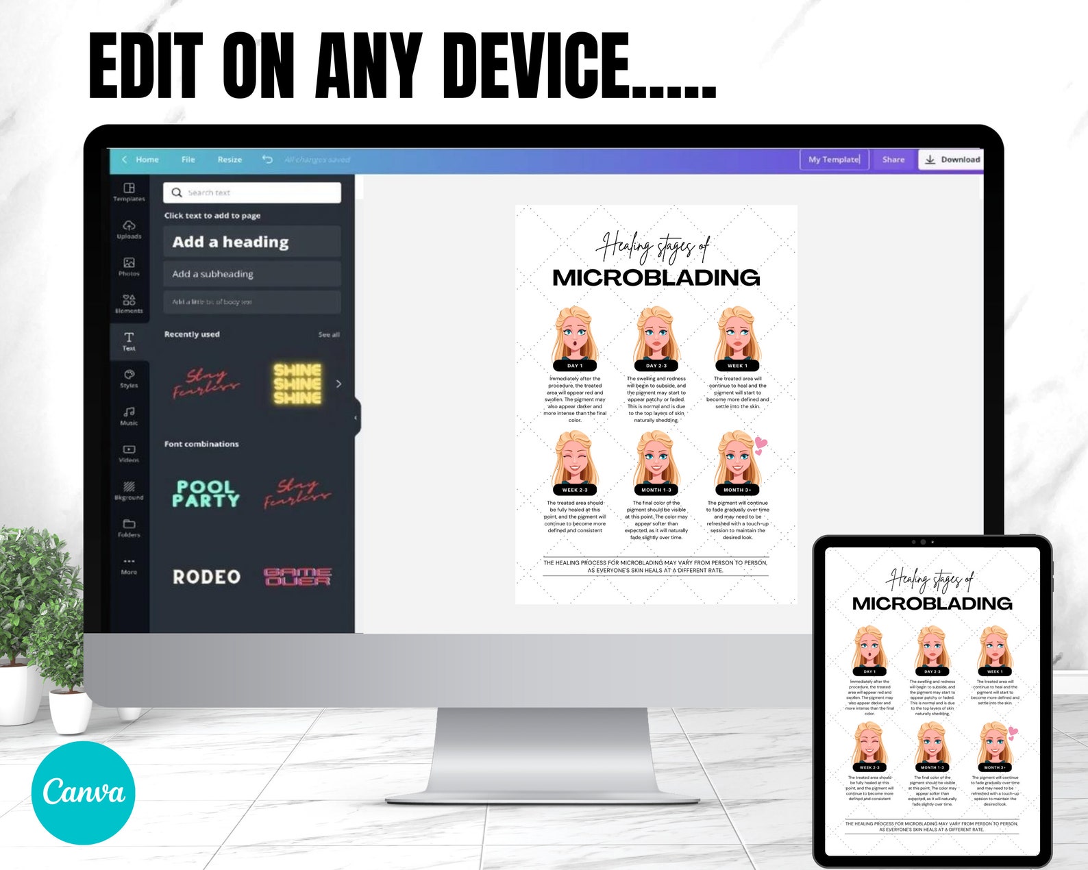 Microblading Poster, PMU Wall Art, Editable Salon Posters, A4, A2 ...