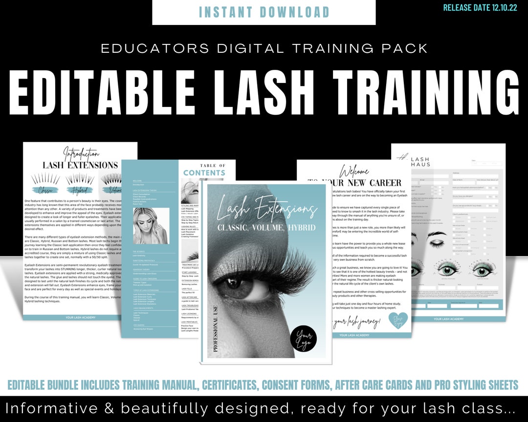 EDUCATORS Editable Eyelash Extensions Training Class Pack, Students ...