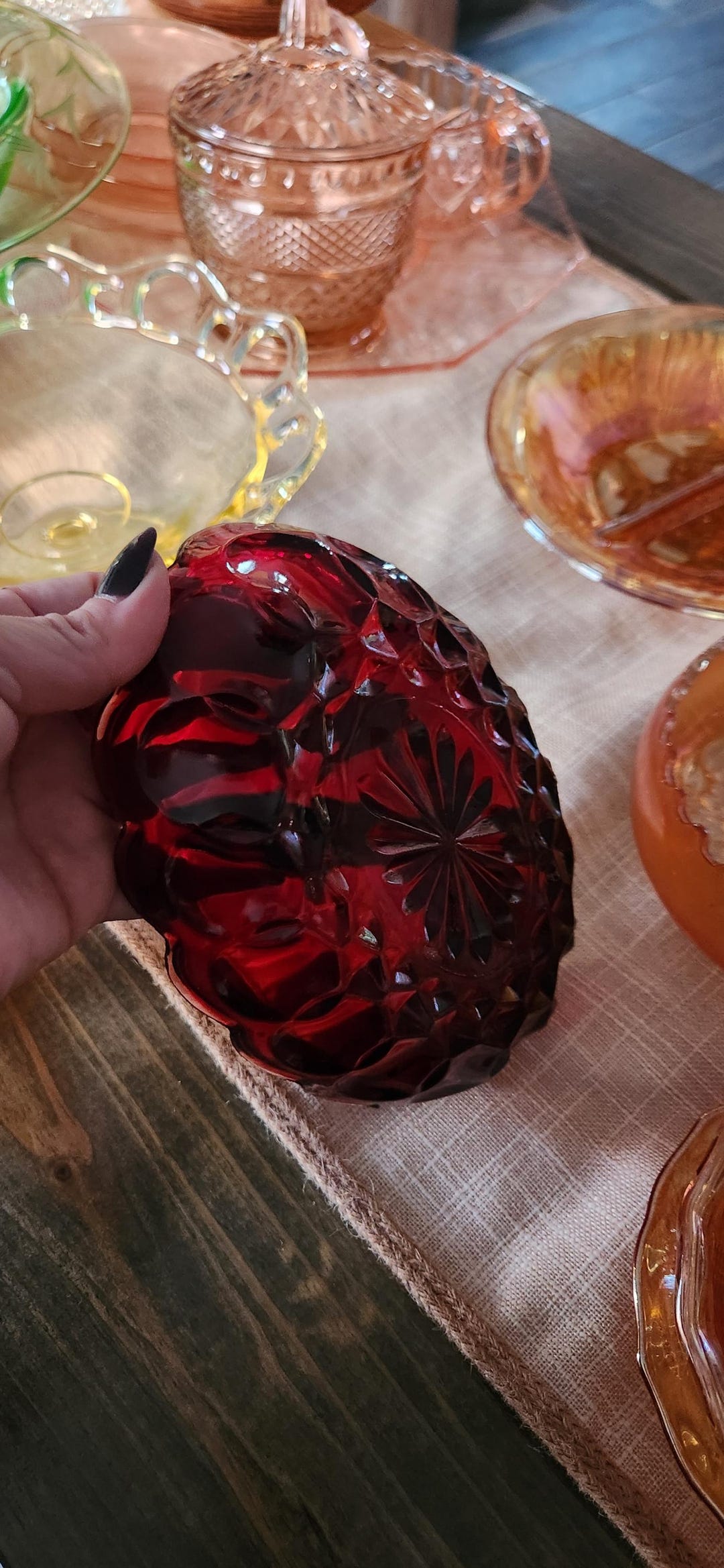 Anchor Hocking Ruby Red Oval Divided Dish or a Candy Dish. - Etsy
