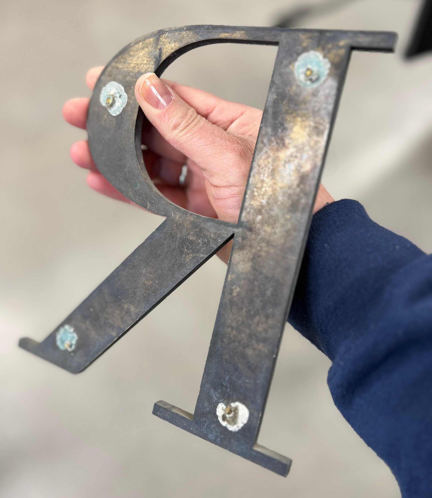 Steel Letter R Flat Metal Letter Reclaimed Old Sign - Etsy