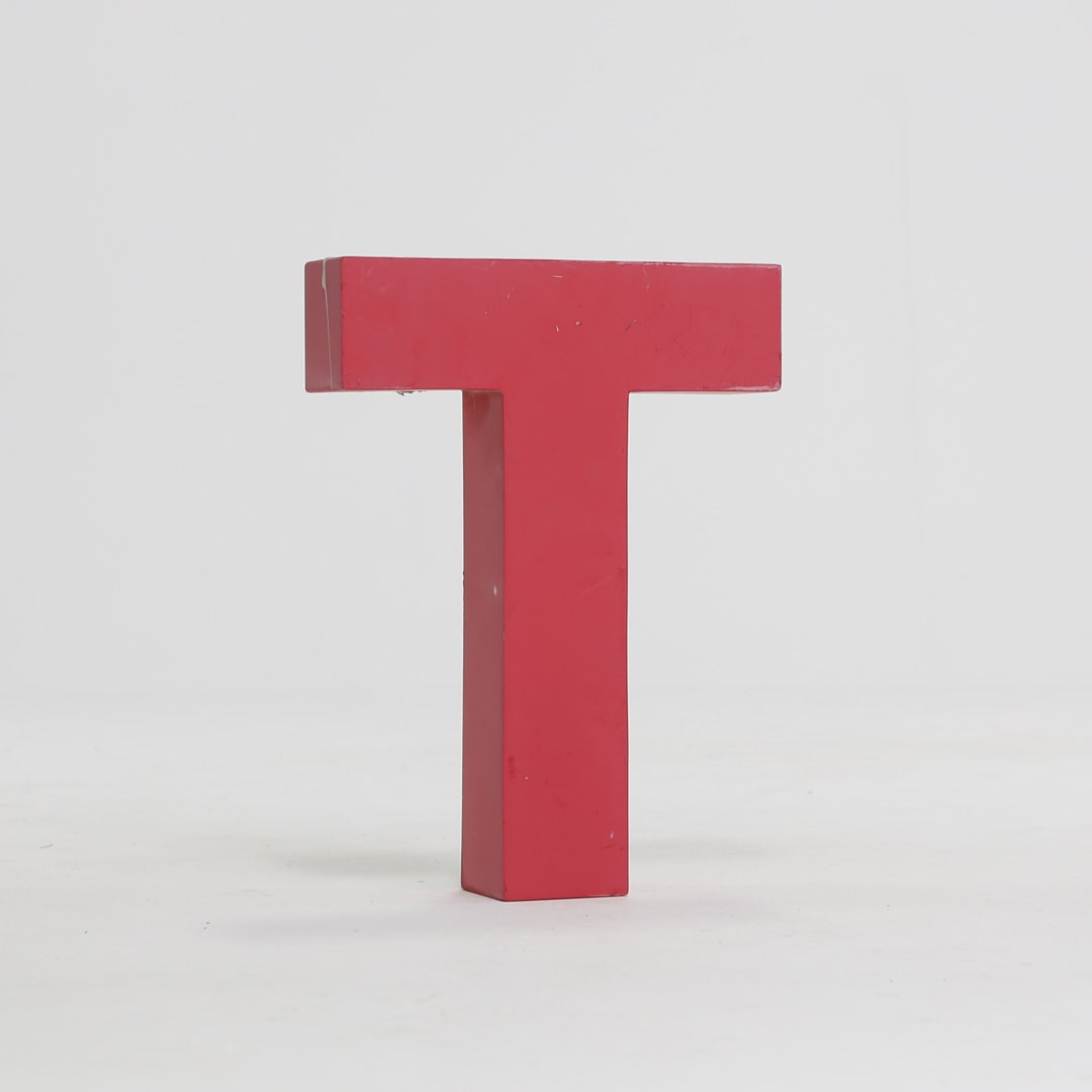 Faded Red Letter T | Reverse Channel Letter | Reclaimed Old Sign - Etsy