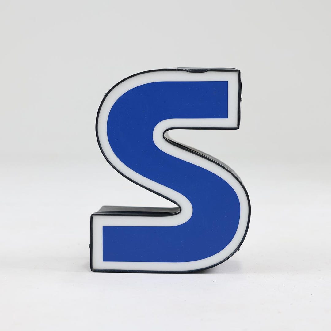 Blue & White Letter S | Reclaimed Channel Letter - Etsy