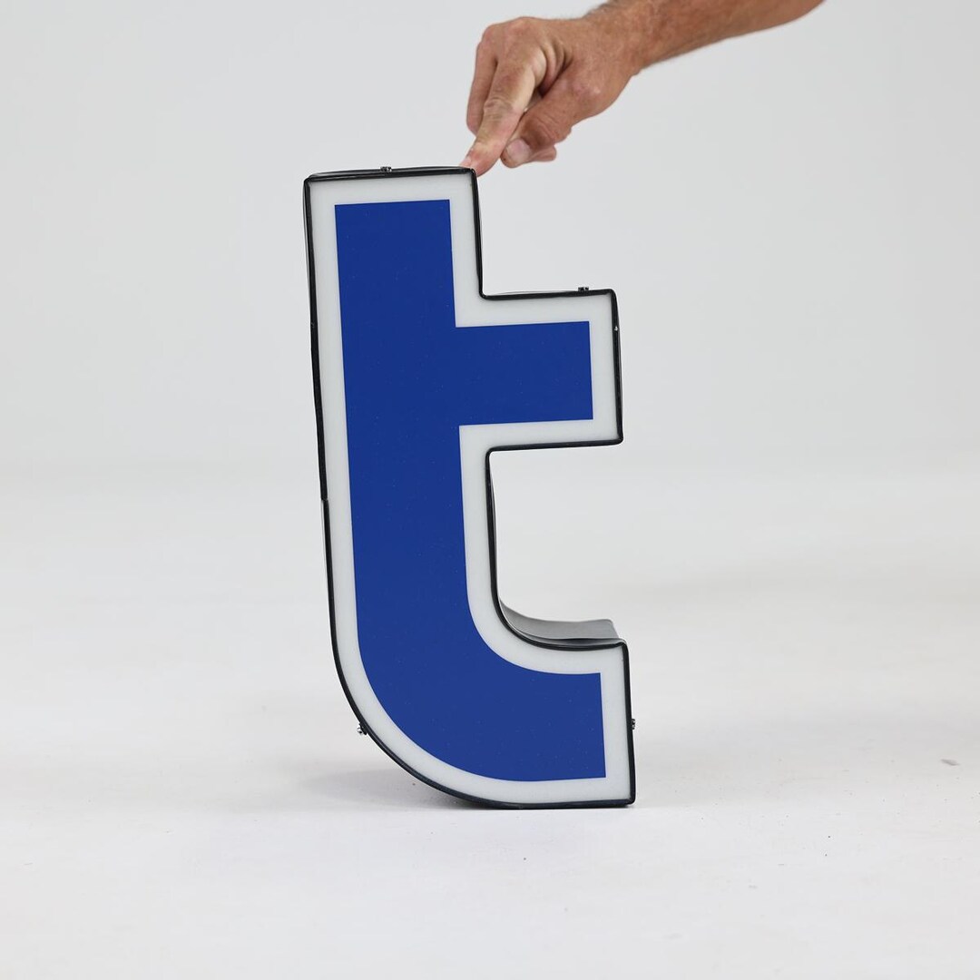 Blue & White Letter T | Reclaimed Channel Letter - Etsy