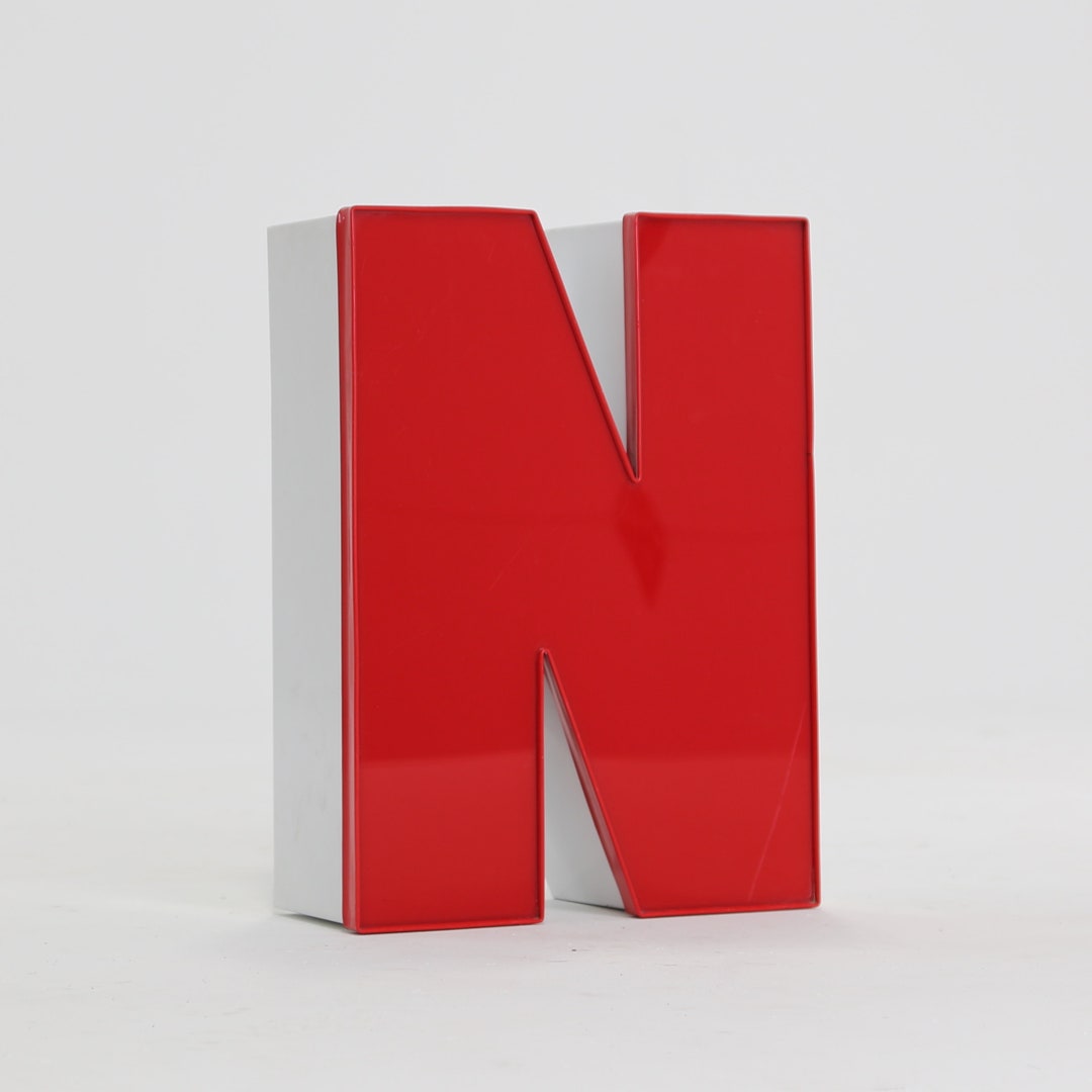 Red & White Letter N | Reclaimed Channel Letter - Etsy