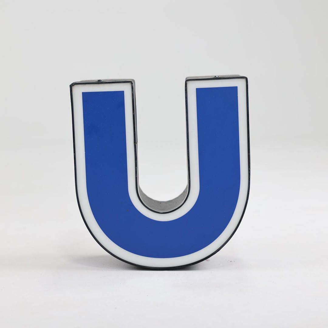 Blue & White Letter U Reclaimed Channel Letter - Etsy