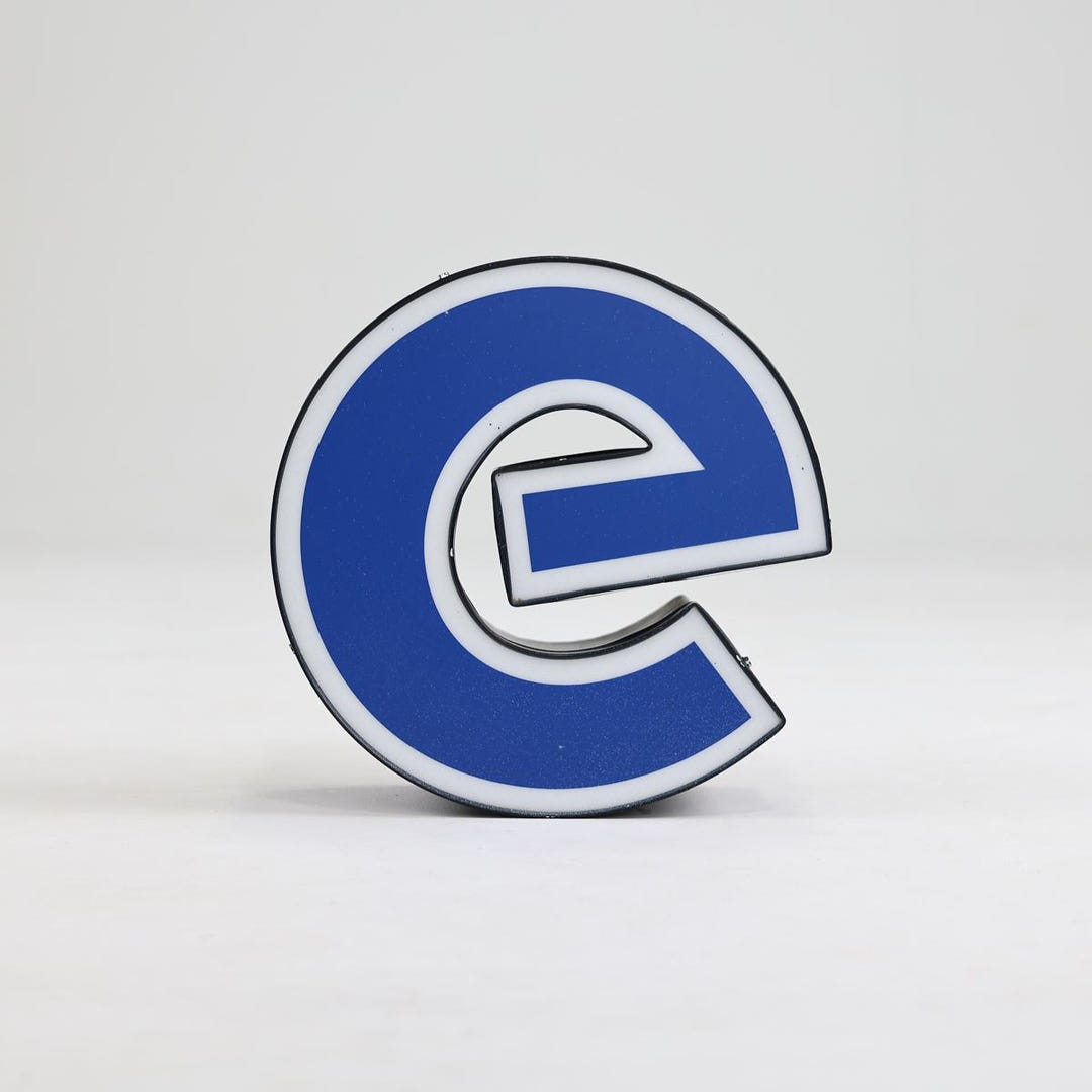 Blue & White Letter E | Reclaimed Channel Letter - Etsy