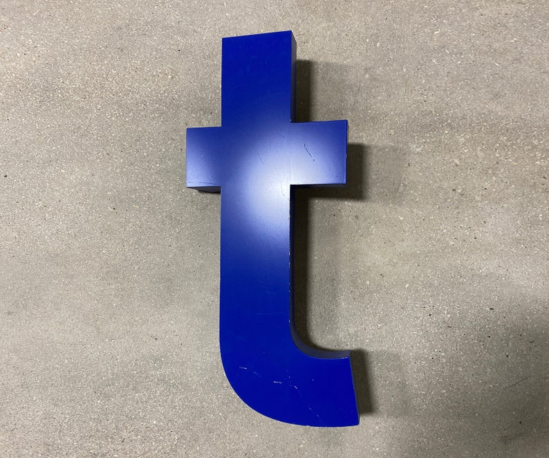 Dark Blue Letter T | Reverse Channel Letter | Reclaimed Old Sign - Etsy