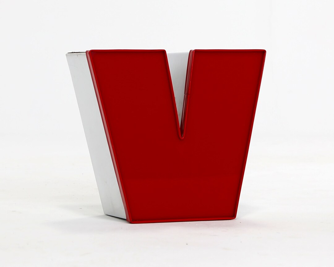 Red & White Letter V | Reclaimed Channel Letter - Etsy