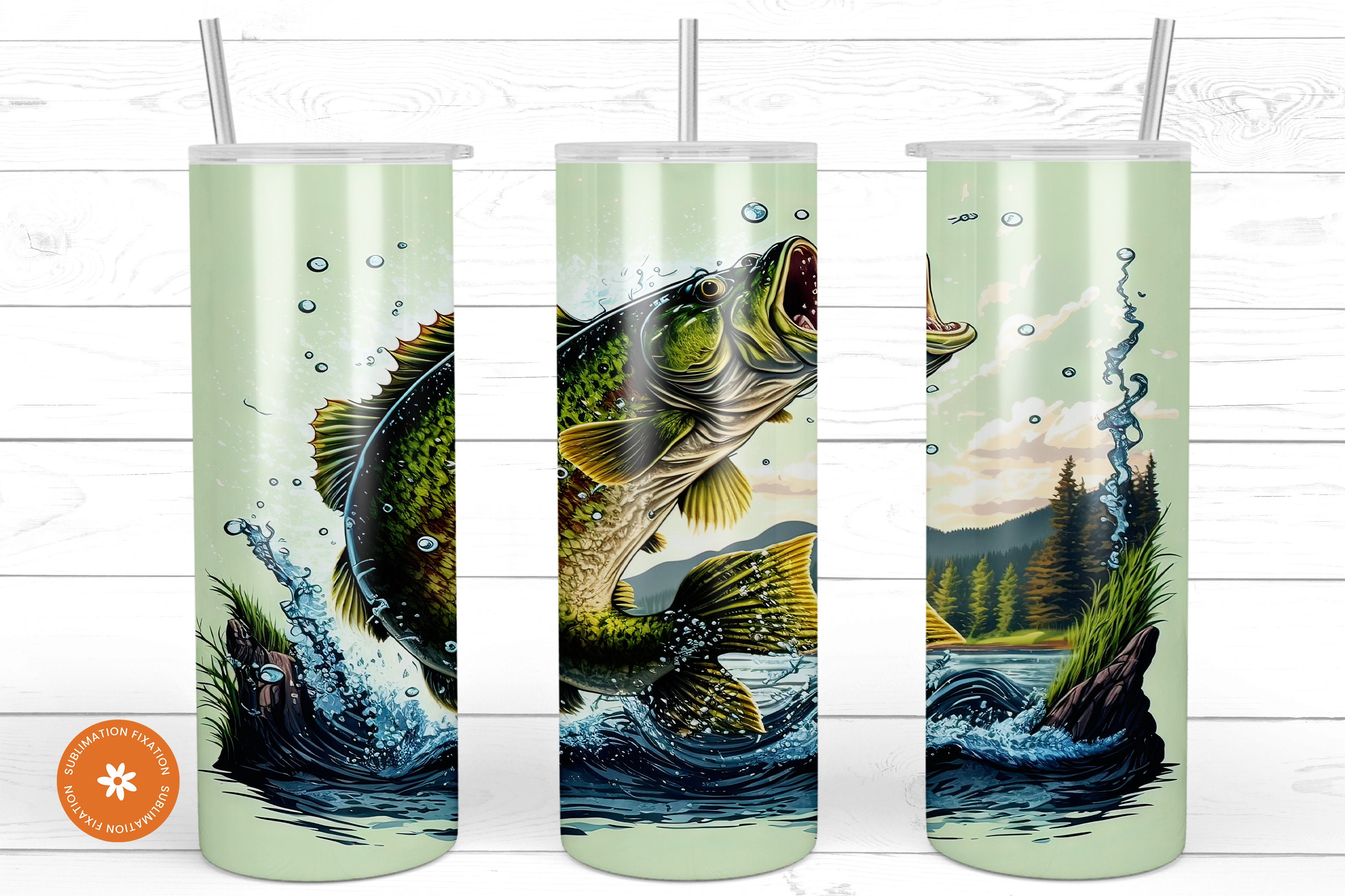 Fishing 20oz Skinny Tumbler Sublimation Design Template Bass - Etsy