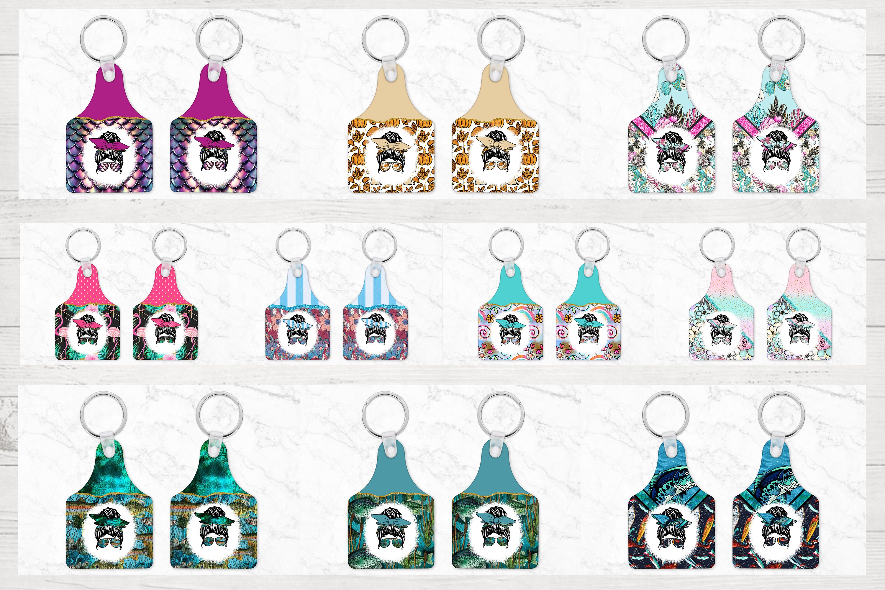 Cow Tag Keyring Sublimation Design Cowtag Earring Designs - Etsy