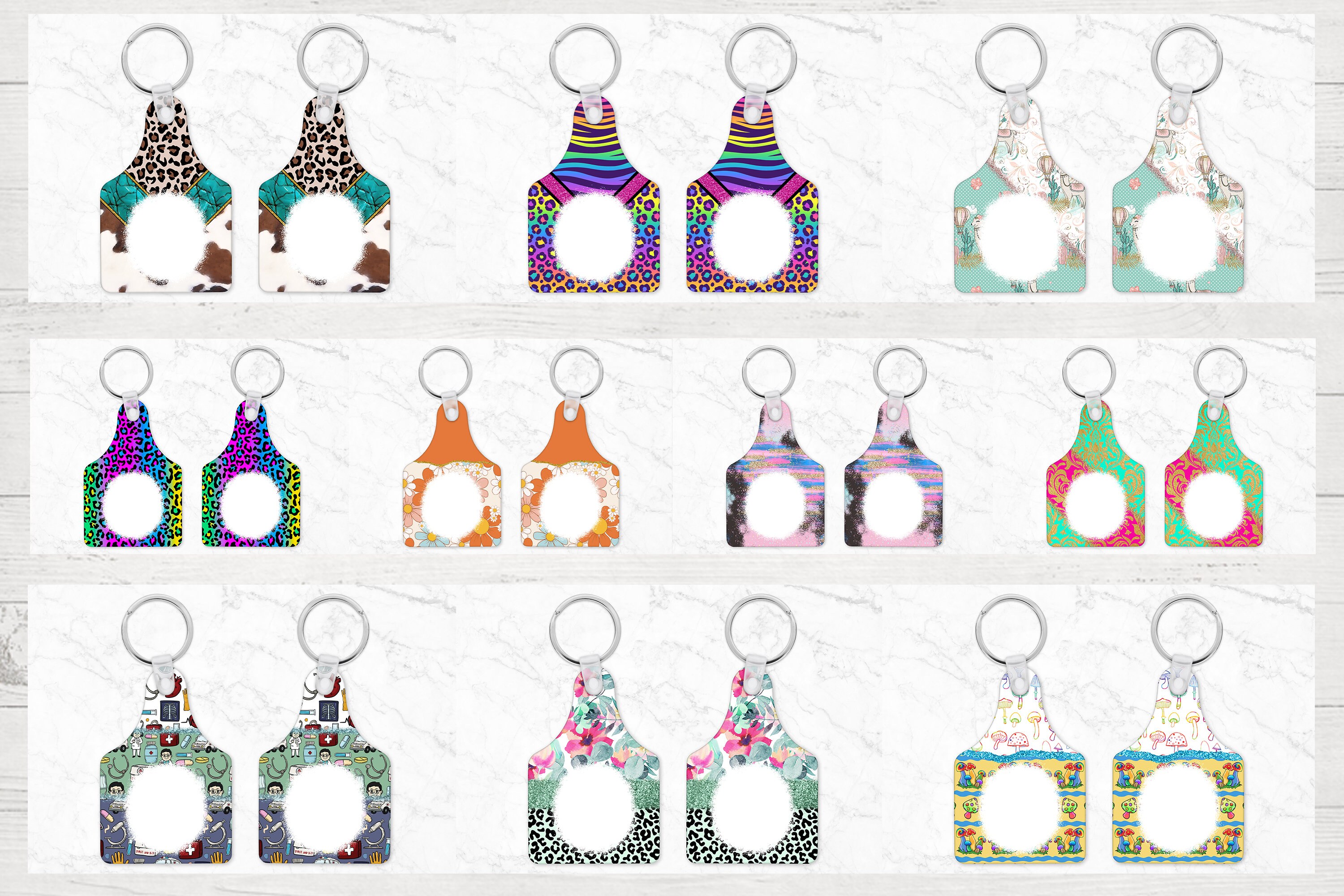 Cow Tag Keyring Sublimation Design Cowtag Earring Designs - Etsy