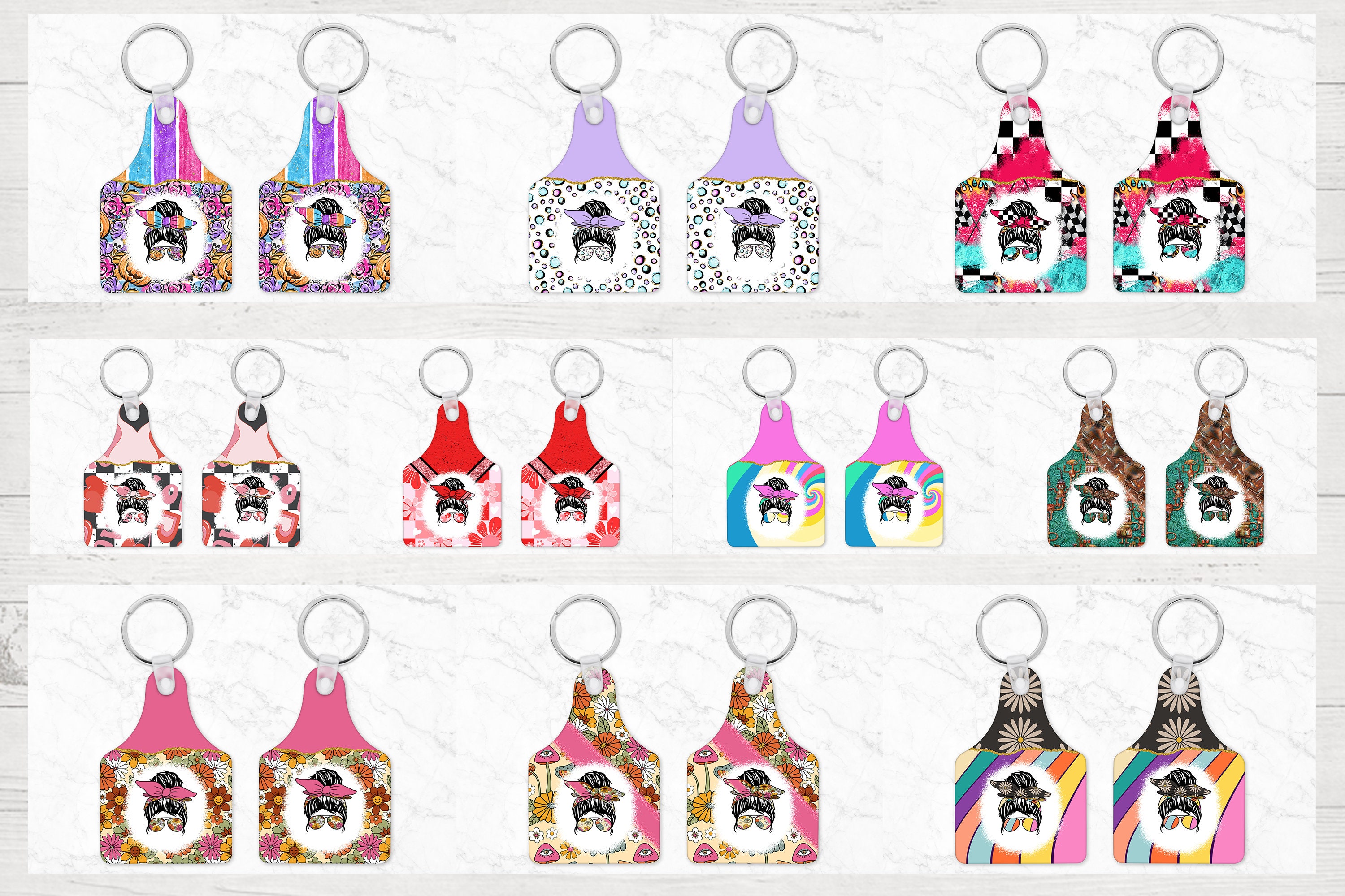 Cow Tag Keyring Sublimation Design, Cowtag Earring Designs, Key Ring ...